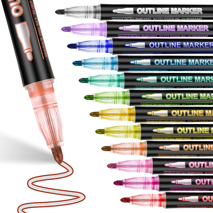 Outline Markers | 12 Color Set – Vaekora